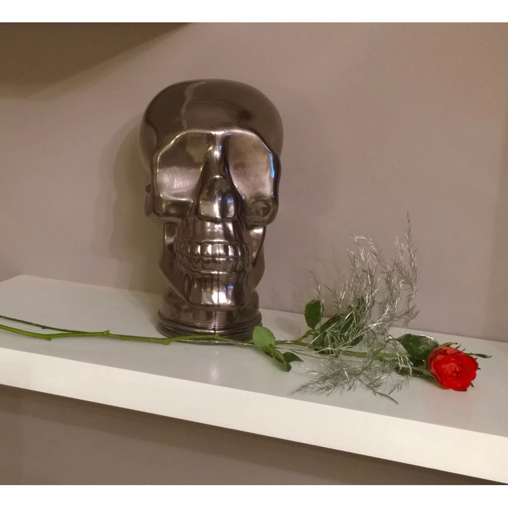 Silver Glass Skull | Polystyrene Head | Styrofoam Heads