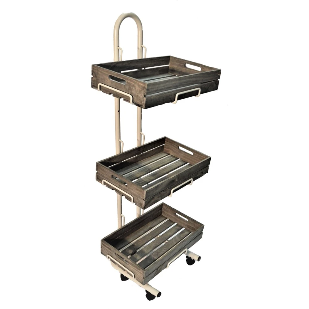 3 Tier Floor Standing Display Stand With Wooden Display Crates